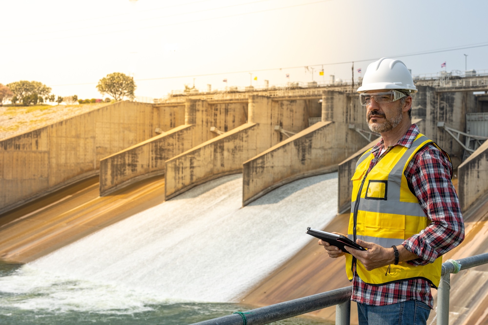 A,Dam,Engineering,Doing,His,Checking,Routine.,He,Is,Wearing - CTL ...